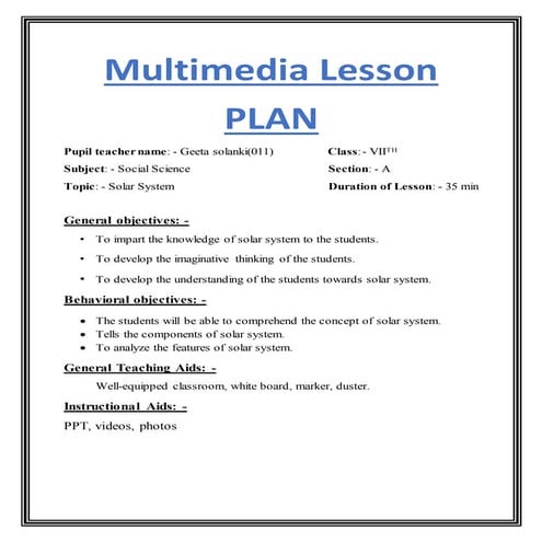 Multimedia lesson plan | DOCX
