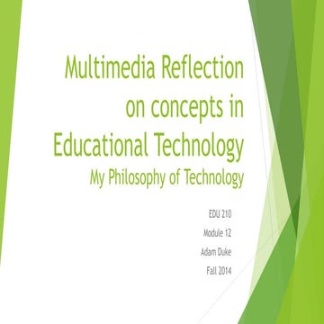 Multimedia reflection on concepts in educational technology | PPTX | Education