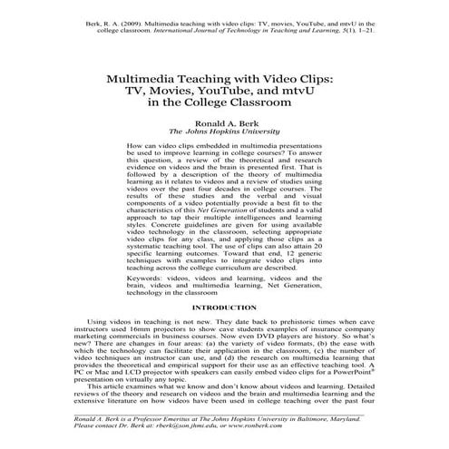 Multimedia Teaching With Video Study | PDF
