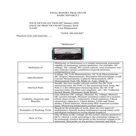 Multimeter | PDF
