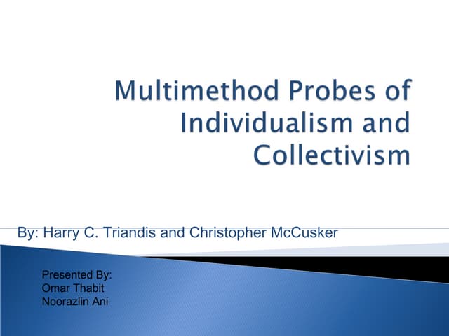 Hofstede Dimensions: Individualism vs Collectivism | PPTX
