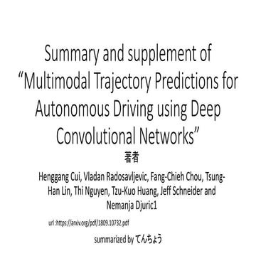 Multimodal Trajectory Predictions For Autonomous Driving Using Deep Convolutional Networks Pdf