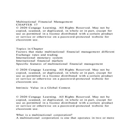 Multinational Financial ManagementCHAPTER 17© 2020 Cengage L | DOCX