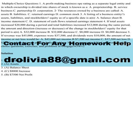 Multiple-Choice Questions 1. A profit-making business ope rating as a ...