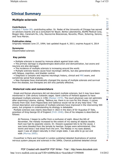 ICD-10 Codes for Multiple sclerosis (MS) | PDF