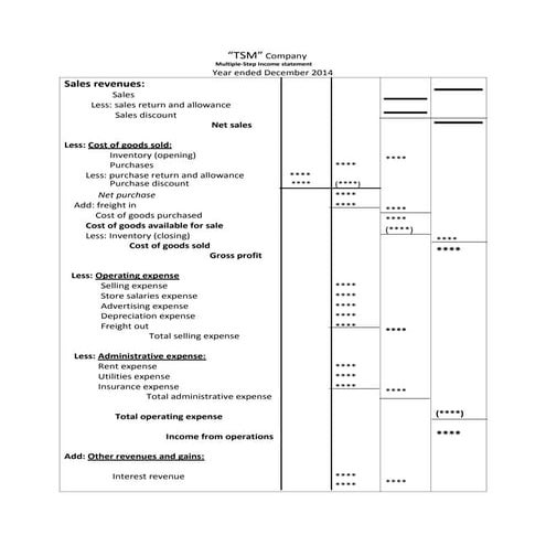 Multiple step income statement | PDF