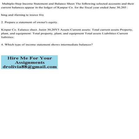 Multiple-Step Income Statement and Balance Sheet The following select.pdf