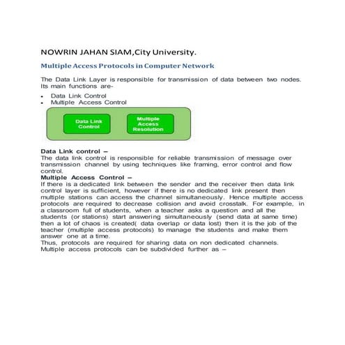 Multiple Access Protocol Docx Computer Networking Computing