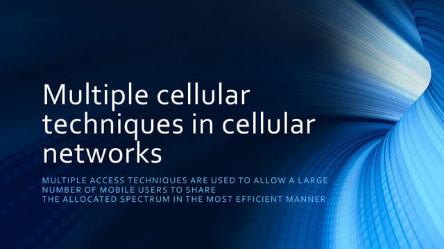 Multiple Cellular Techniques In Cellular Networks Pptx Computer Networking Computing