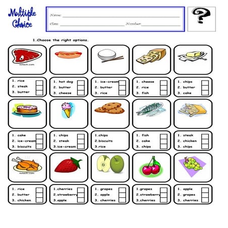 Multiple choice Food | PDF