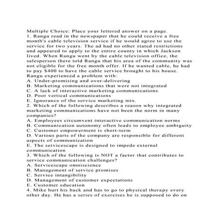 Multiple Choice Place your lettered answer on a page.1. Rangu r.docx