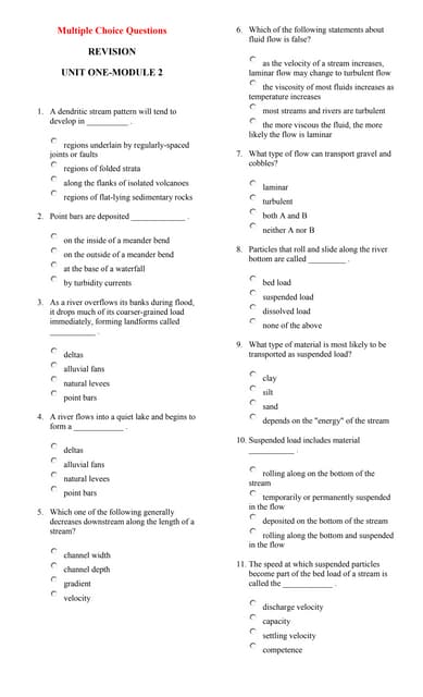 Hjulstrom Curve Notes | DOC | Geology | Science