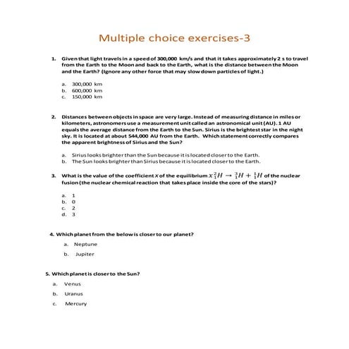Multiple choices questions 3- | DOCX | Physics | Science