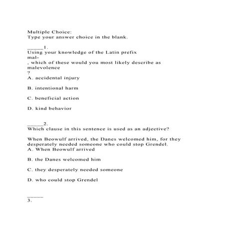 Midterm exam (grade 9 literature 2nd sem (edited) | DOCX