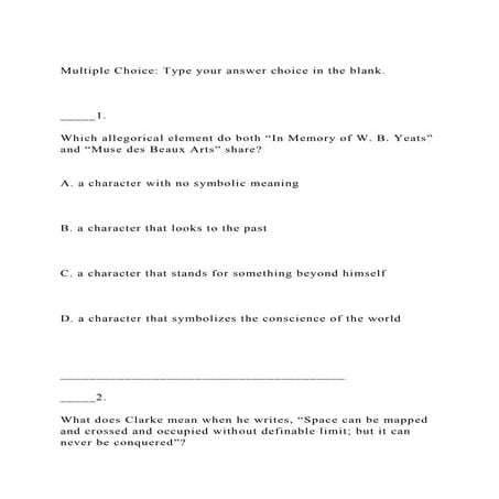 Multiple Choice Type your answer choice in the blank.____.docx | Paranormal Phenomena | Hobbies ...