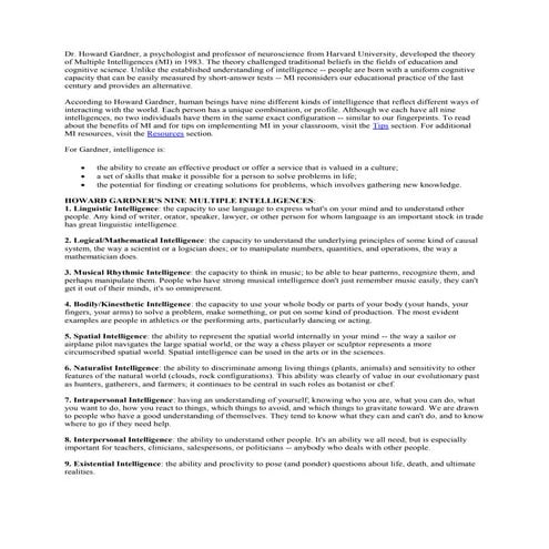 Multiple intelligences | PDF