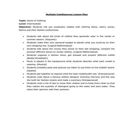 Multiple Intelligences Lesson Plan | DOCX