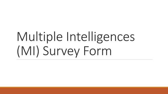 ESP Multiple Intelligence (MI) Survey | PDF