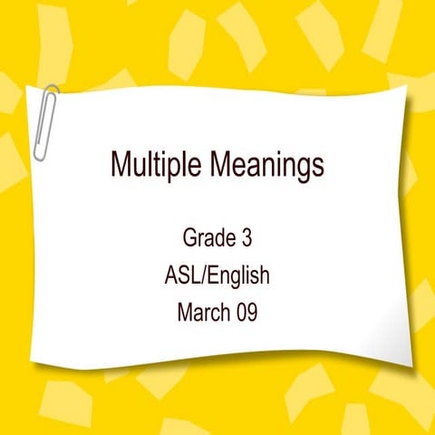 Multiple Meanings 1 | PPT