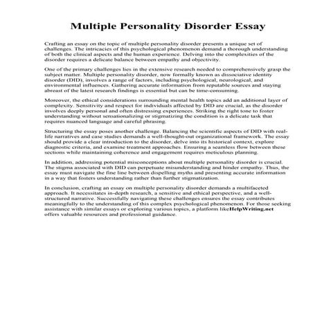 Multiple Personality Disorder Essay. Las Positas College | PDF