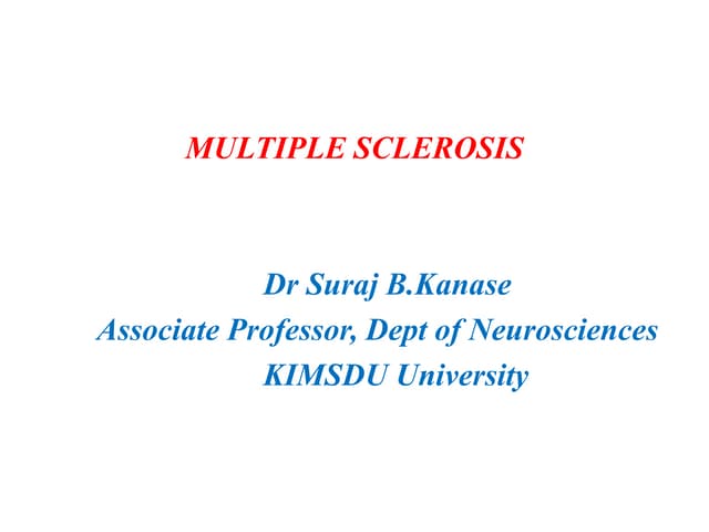 Multiple sclerosis pathophysiology, diagnosis, and treatment | PPTX