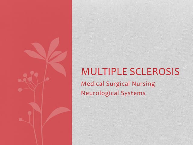 Multiple sclerosis pathophysiology, diagnosis, and treatment | PPTX