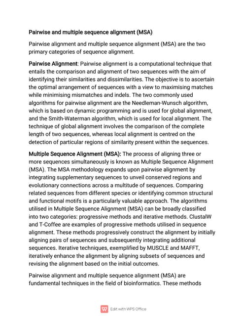 Multiple Sequence And Pairwise Alignment Pdf