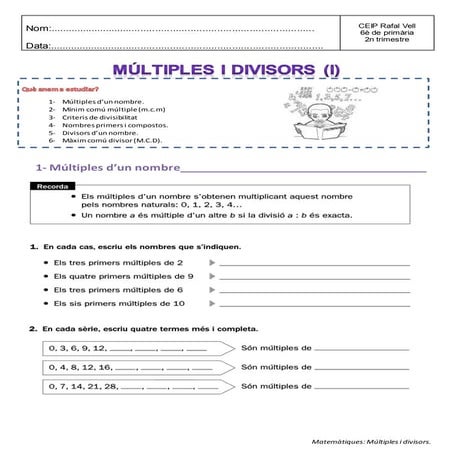 Multiples i divisors complet | DOCX
