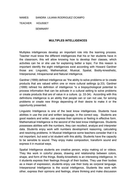 Multiple intelligences | PPTX