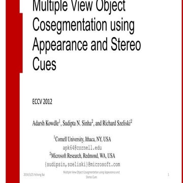 Multiple view object cosegmentation using appearance and stereo | PPTX