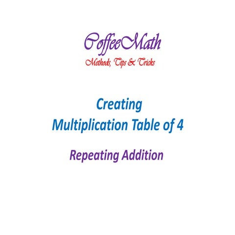 Multiplication of 4 repeating addition method | PPT