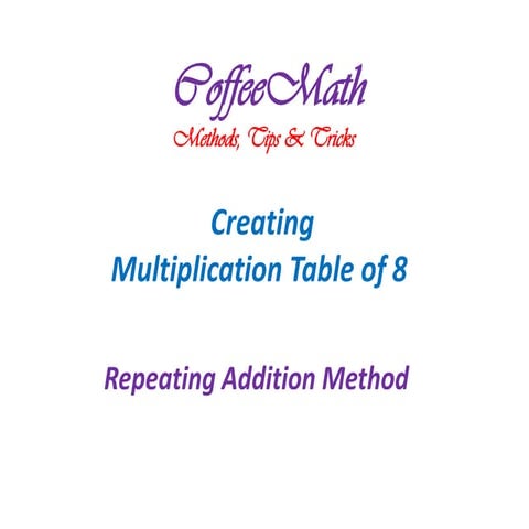 Multiplication of 8 repeating addition method | PPSX | Science
