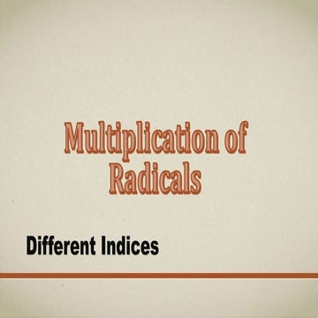 Multiplication of radicals | PPTX
