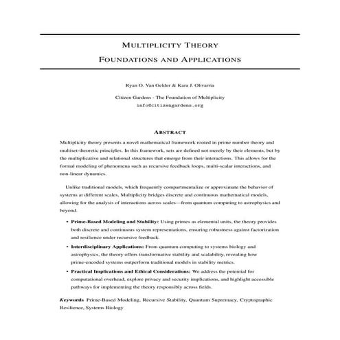 Multiplicity Theory Foundations and Applications | PDF