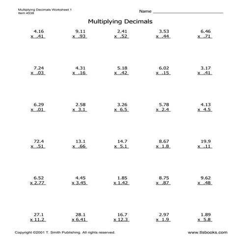 Multiplydecimals1 | PDF