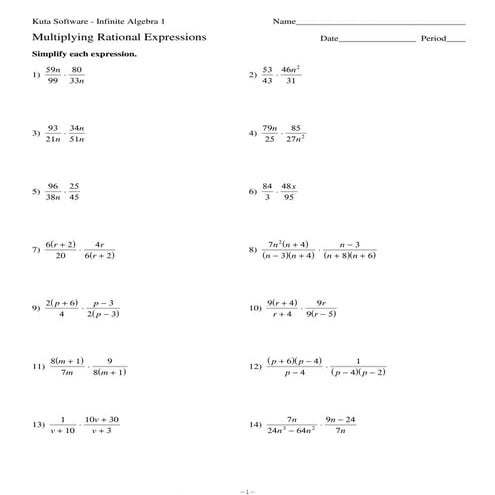Rational Equations Worksheet