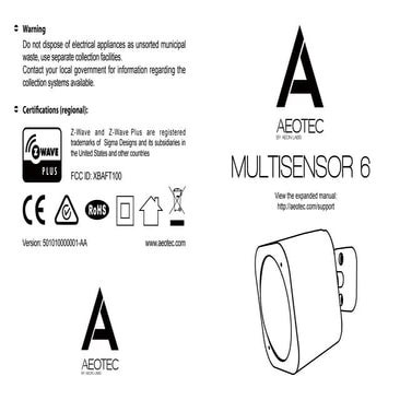 Aeon Labs Multi sensor 6 in 1 manual english | PPT