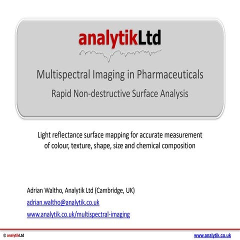 Multispectral imaging in Pharmaceuticals with VideometerLab 3 | PDF
