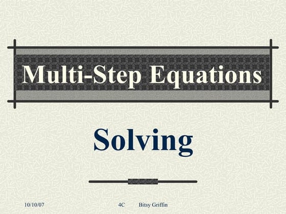 Multi step equation | PPTX