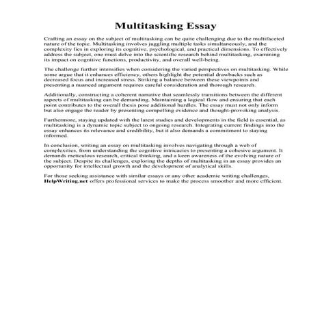 Multitasking Essay. Consequences and Efficiency of Multitasking Essay Example Topics and ... | PDF