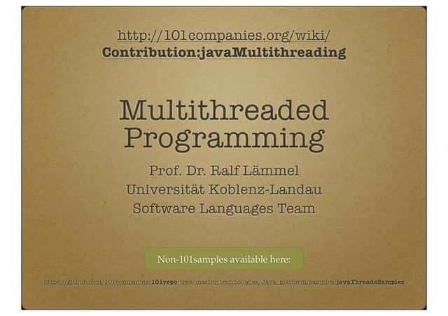 Multithreaded Programming As Part Of The The Ptt Lecture Ppt 9412