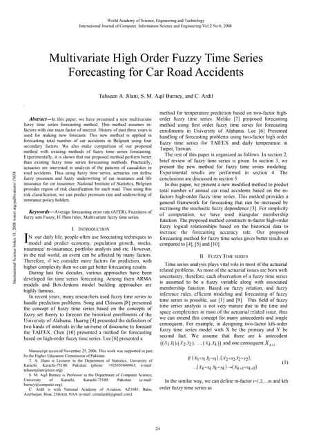 Multivariate High Order Fuzzy Time Series Forecasting For Car Road