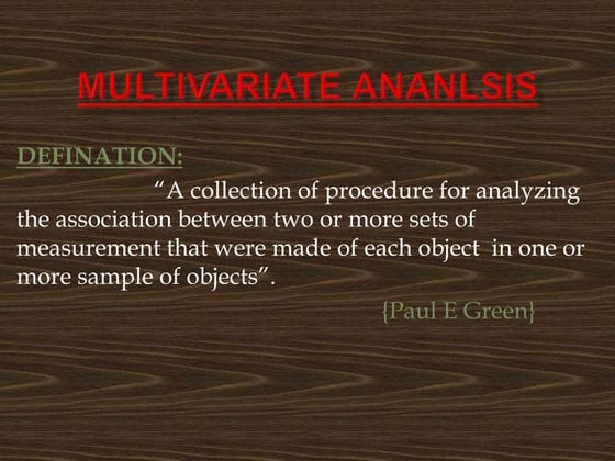 Multivariate Analysis Techniques Ppt