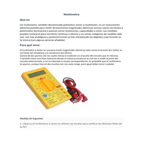 Manual del multímetro digital conalep 1 | PPTX