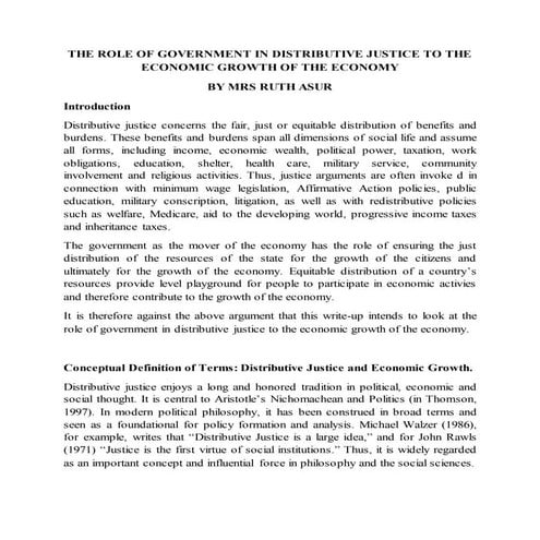 ROLE GOVERNMENT IN DISTRIBUTIVE JUSTICE TOECONOMIC GROWTH OF THE ...