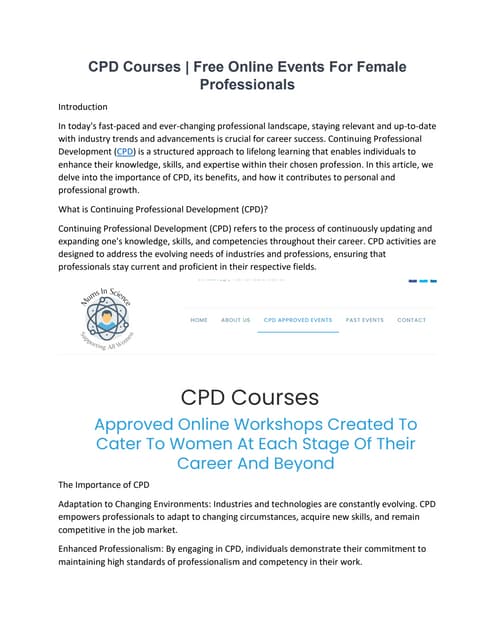Continuing Professional Development (CPD) | PPT