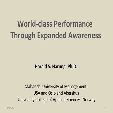 World-class Performance through Expanded Awareness | PPT
