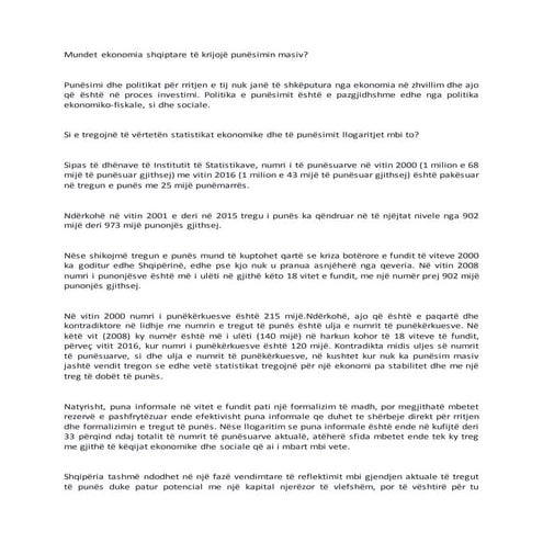Mundet ekonomia shqiptare të krijojë punësim masiv | PDF