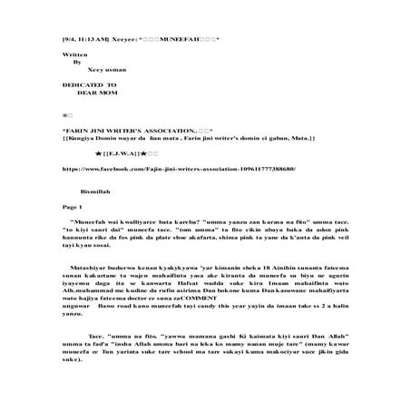 MUFEEDAH HAUSA NOVELS | DOC