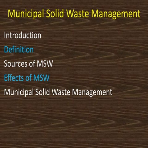 Municipal Solid Waste Management and its sources | PDF